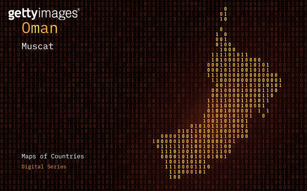 Oman Map Shown in Binary Code Pattern. TSMC. Matrix numbers, zero, one. (1989712970) 일러스트, 무료 ...