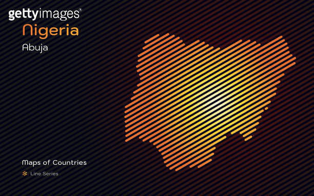 Nigeria Map with a capital of Abuja Shown in a Line Pattern. Stylized ...