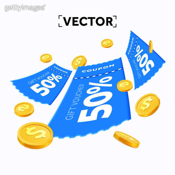 Voucher card sale off background with coupon code promotion. 3d minimal ...