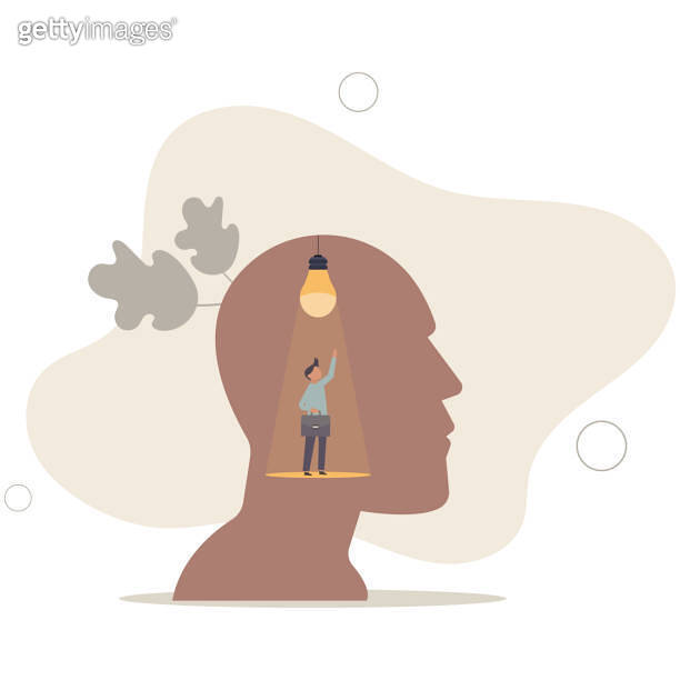 Intelligence thinking, wisdom or intuition in genius brain, creative ...