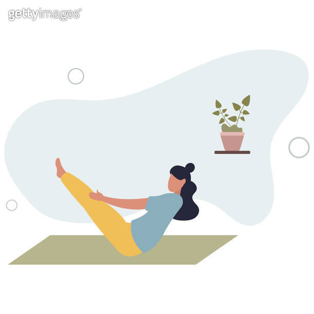 stretch body in yoga poses . Cartoon character doing asana figures and ...