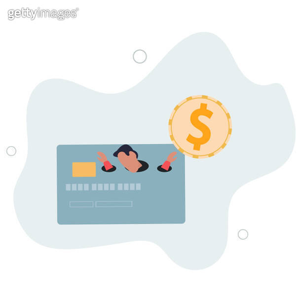 Credit card debt, overspending problem, financial failure or too much ...