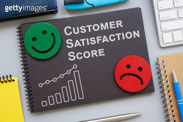 Customer satisfaction score with chart and emoticons. 이미지 (2160536728 ...