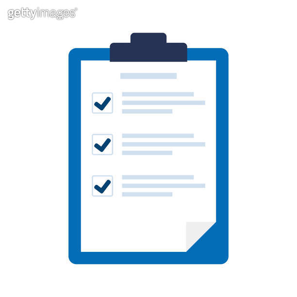 Clipboard with a sheet of paper. Sheet of paper with completed tasks on ...