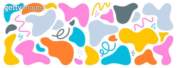 Collection of liquid organic blob shape, irregular abstract blotch ...