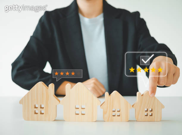Customer review satisfaction feedback survey concept, Small House Model ...