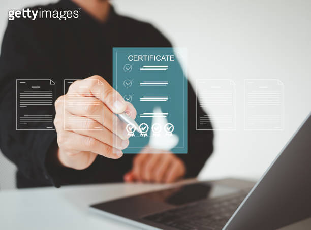 Business standard certificate concept. Businesswoman Certified business ...