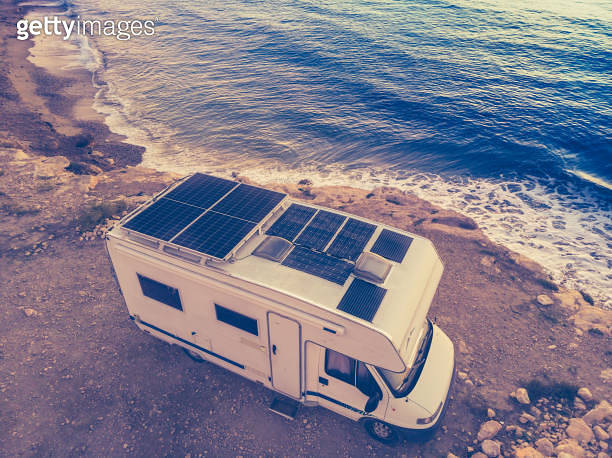 Rv caravan on spanish coast. Aerial view 이미지 (1960446703) - 게티이미지뱅크