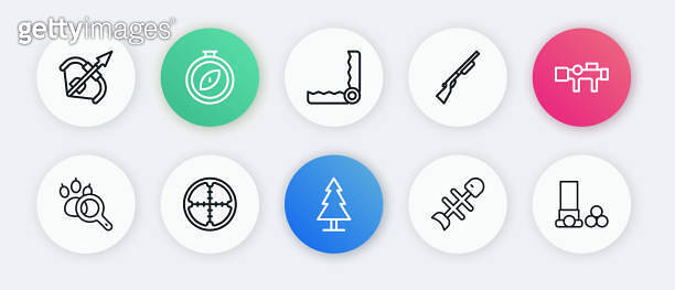 Set line Tree, Sniper optical sight, Paw search, Dead fish, Hunting gun ...