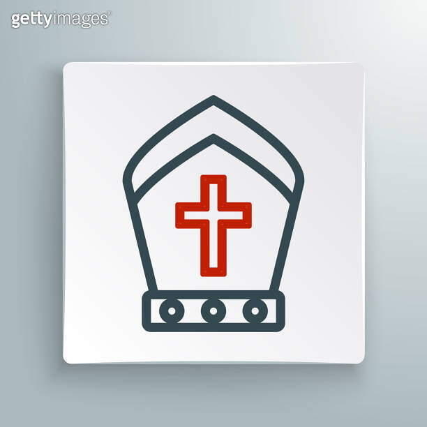 Line Pope hat icon isolated on white background. Christian hat sign ...