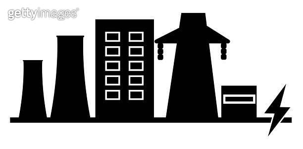 Power station icon. Power plant generates electricity sign. Electric ...