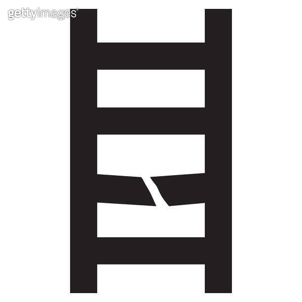 Broken ladder icon. Broken stairs sign. Damaged stairs symbol. flat ...