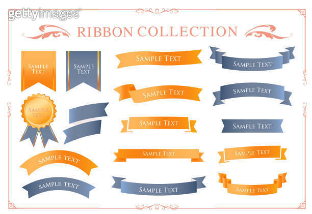 Ribbon decoration design set and antique borders and frames design ...