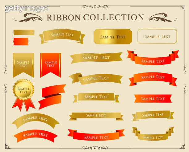 Ribbon decoration design set and antique borders and frames design ...