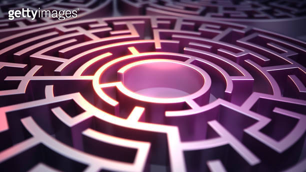 Circle Shape Metal Maze illuminated with Multi Colored Lights 이미지 ...