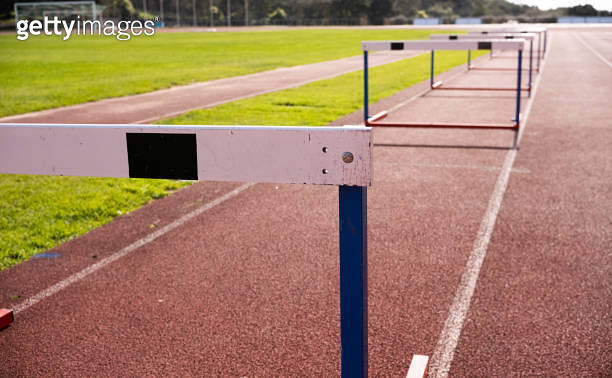 Barriers on Running Track Arena, Sports equipment (1976070681) - 게티이미지뱅크
