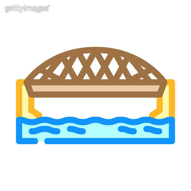 tied-arch bridge color icon vector illustration (2154107131) - 게티이미지뱅크