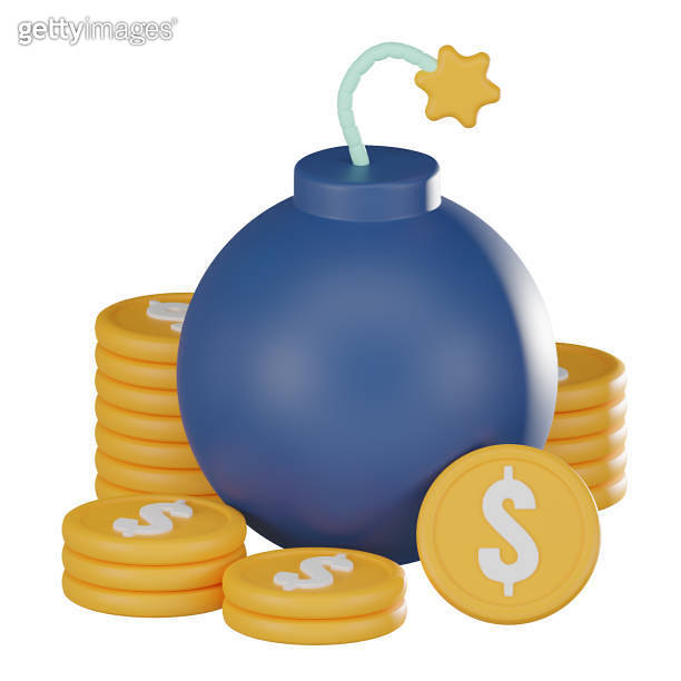 Symbolizing Financial Obligations, Money Bag and Bomb Icon for Debt ...