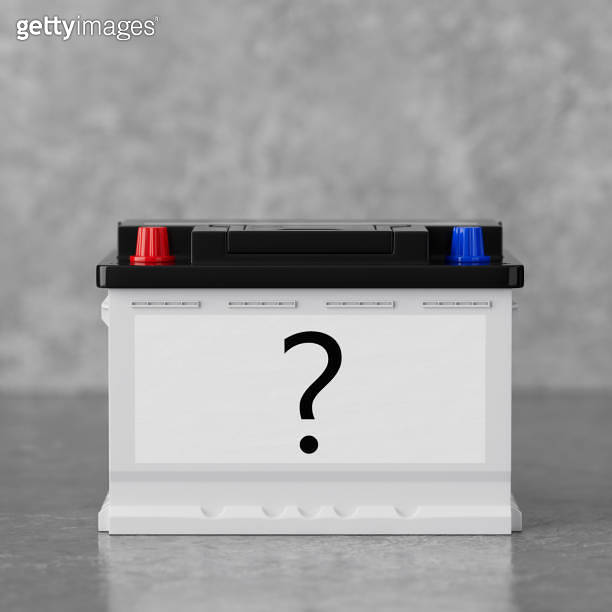 Rechargeable Car Battery 12V Accumulator with Question Mark. 3d ...