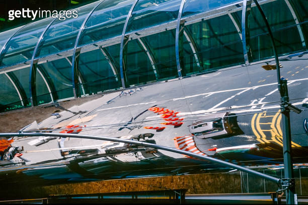 Scanned slide of a historical colour photograph of a round, aluminium ...