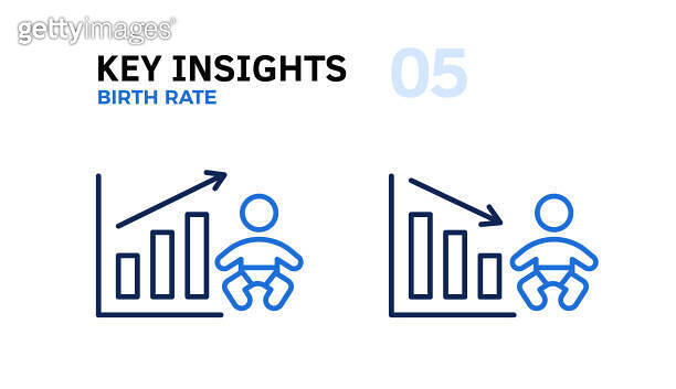 Birth Rate Trends Analysis: Baby Symbol with Graphs and Arrow Going Up ...