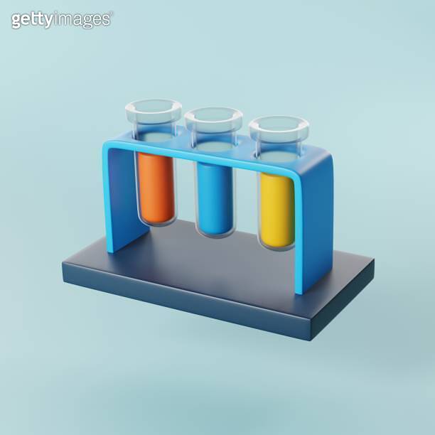Chemistry in Color, Test Tubes 3D Icon for Educational Discovery. 3D ...