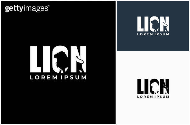 Lion Leo Mane Wild Animal Silhouette Negative Space Text Wordmark ...