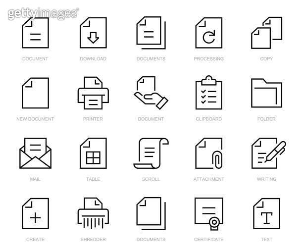 Document thin line icons set. Documents editable stroke icons ...