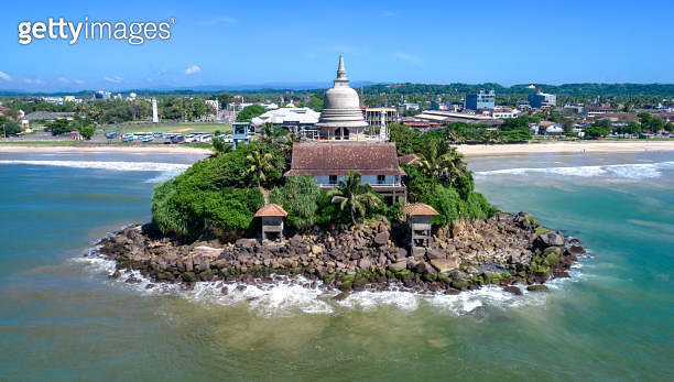 A beautiful temple on the shores of the Indian Ocean in the city of ...