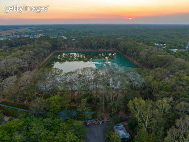Ba Om pond under sunset, Ba Om lake, one of the unique landscapes in ...
