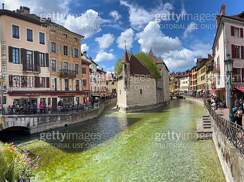 Annecy, Haute-Savoie, France: panoramic view of Palais de l'Ile, the ...