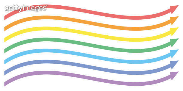 Squiggly rainbow colored arrows, vector illustration (2014246962) - 게티이미지뱅크