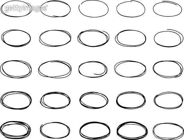 Pixel perfect icon set of hand drawn handdrawn oval shapes by black ...