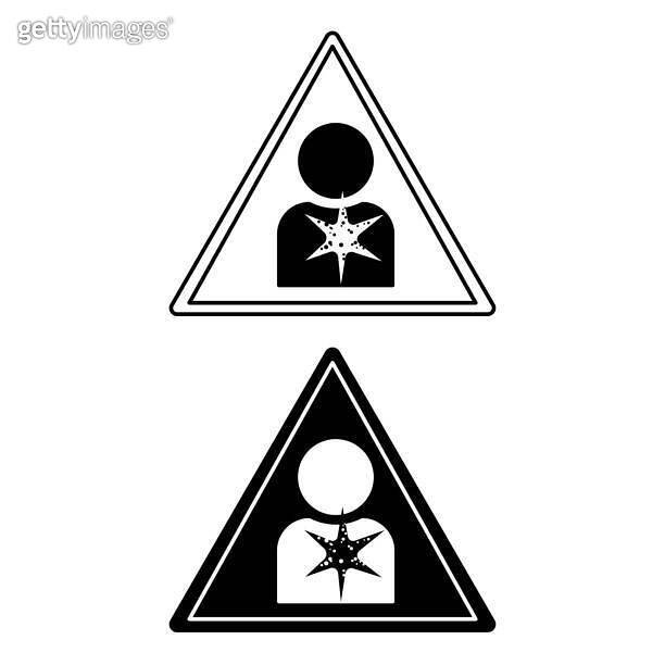 Carcinogen Signs. Black and White Vector Icons. Warning of danger to ...