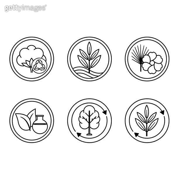 Icons of Textile Fibers on a Natural Basis. Vector Labels, Tags for ...