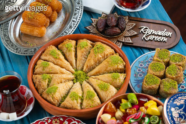 Traditional Turkish Sherbet Desserts (Baklava, Tulumba, Carrot Slice ...