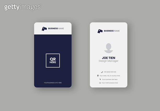 Name card simple two sides design template with vertical orientation ...