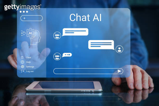 AI chat bot conversation using artificial intelligence technology to ...