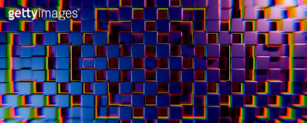 background, pattern of multicolored squares with 3D effect. Colors ...