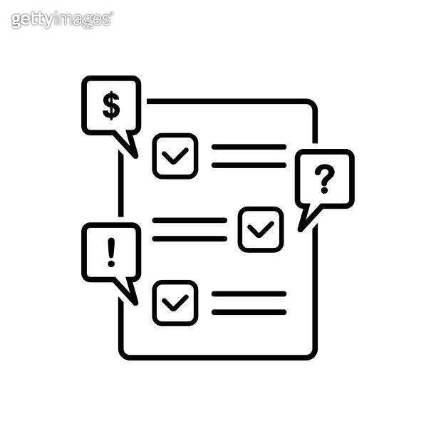 Checklist icon, check marks. Test or list concept. Tick, cross or ...