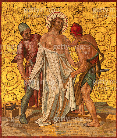 Milan - The mosaic Jesus is stripped of his clothes as part of Cross ...