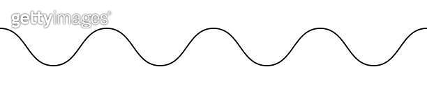 Sine wave, black and white sinusoidal line sinusoid - vector seamless ...