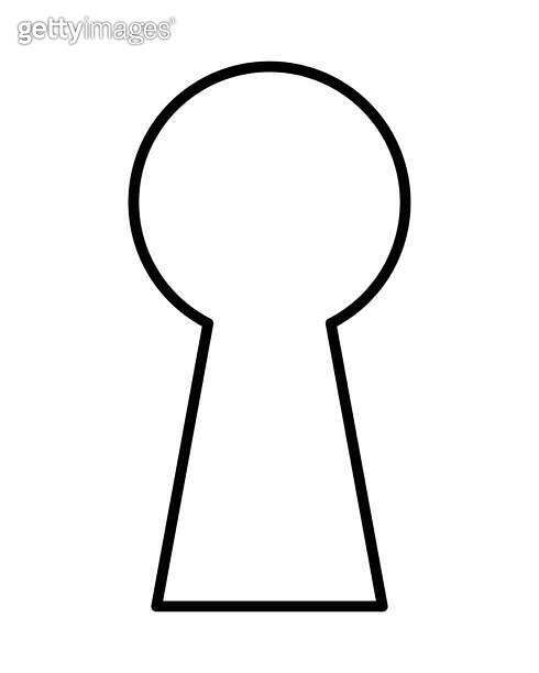 keyhole silhouette outline shape, black and white vector illustration ...