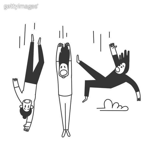 hand drawn doodle person falling from the sky illustration 이미지 ...