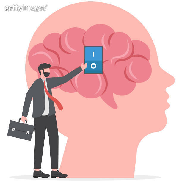 Emotions turn on and off, emotional intelligence concept with ...