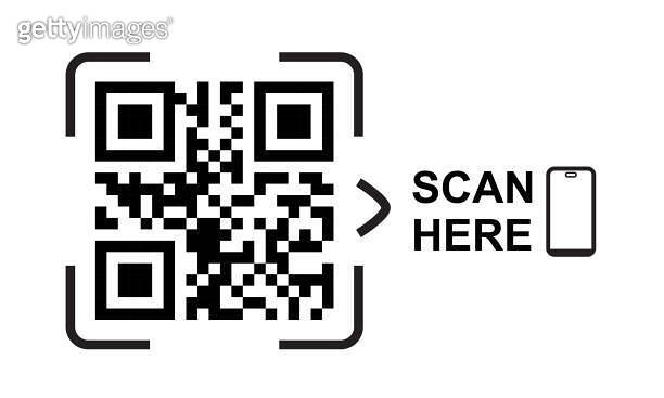 Scan here with QR code. Qr code template for mobile app 이미지 (2156287326 ...
