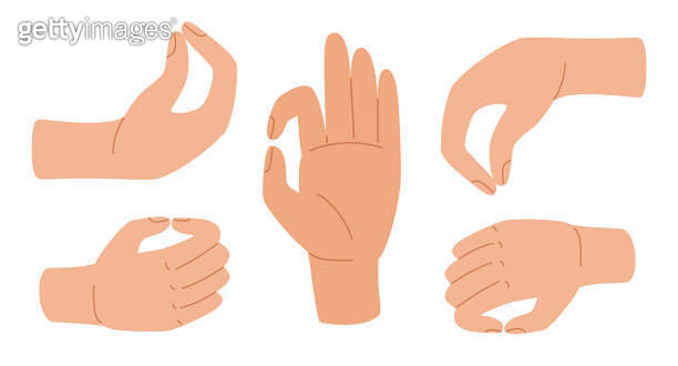 Pinch human hand. Pinched Fingers hand gesture. Palm and fingers laid ...
