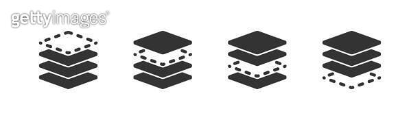 Tile stack icon with dotted line layer. Layer, web element, app sign ...