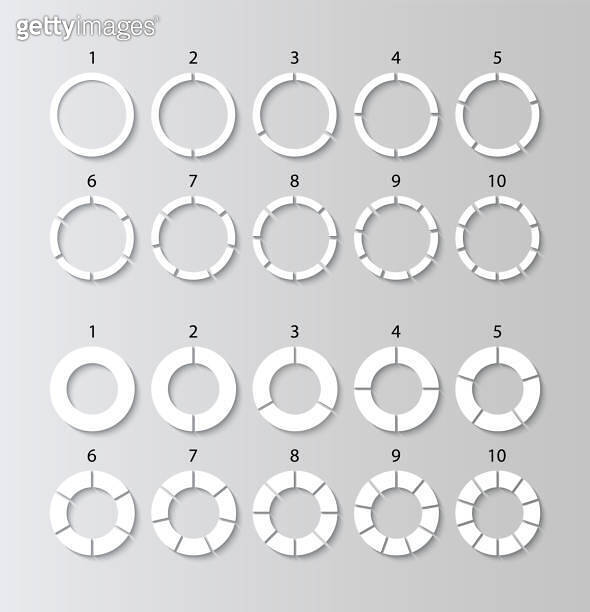 Circle section template set. Circular chart. Pie diagram divided into ...