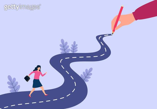 Life path concept. Business way, plan or strategy. New opportunities ...